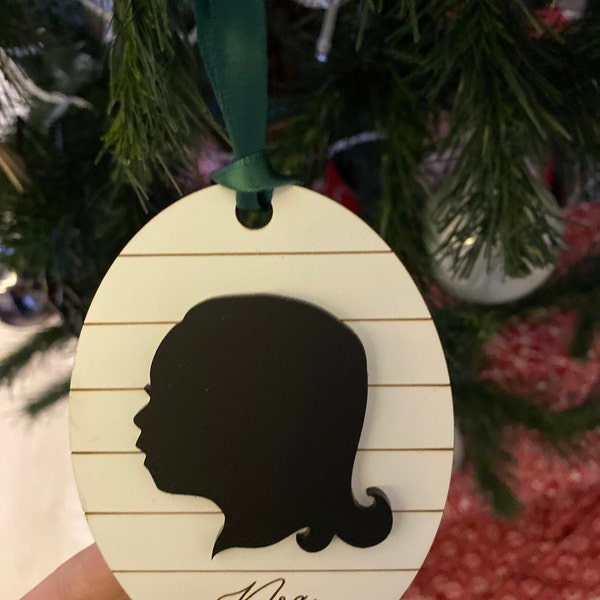 Silhouette Ornament. Custom Silhouette Keepsake Gift Ornament. Kids ...