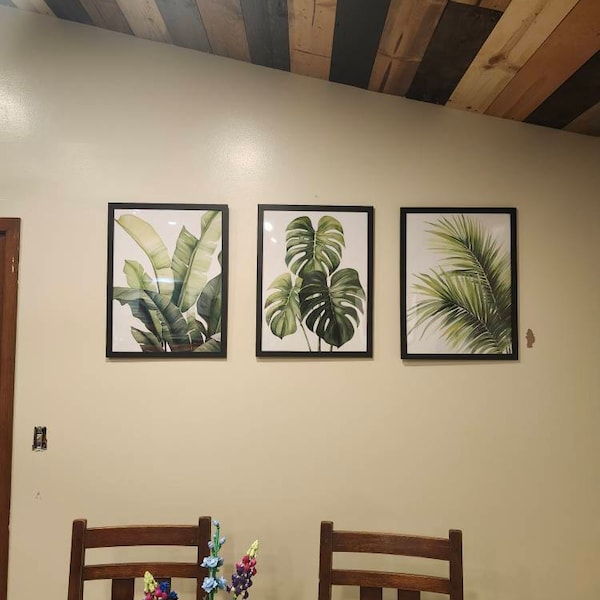 Tropical Leaf Prints, Monstera Leaf Print, 3 Piece Wall Decor ...