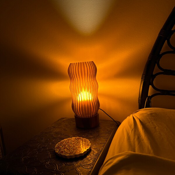 WAVY X AMBER · Japandi Table Lamp · Warm Orange Glow · Handmade From ...