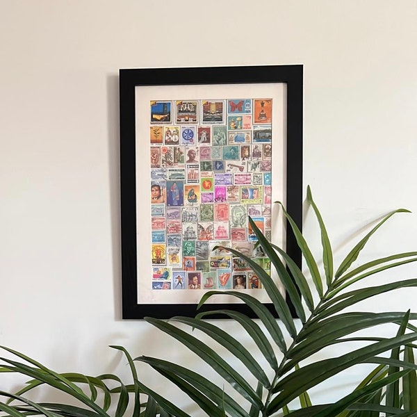 India Postage Stamp Collage Art - Etsy