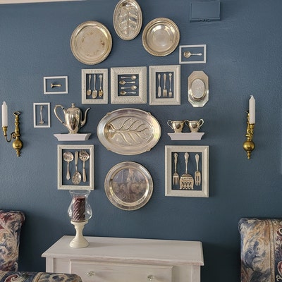 Vintage Light Blue Open Frames and Mirror Setpicture Frames Mirror Wall ...