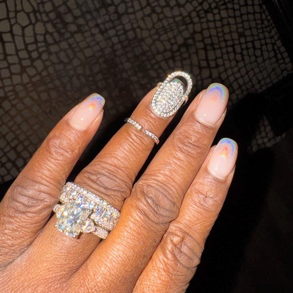 2 Fingertip Rings Fingernail Art Trendy Open Adjustable Rose Design ...