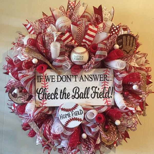 Baseball Sign, Baseball Sign for Wreath, If We Don't Answer Check the ...
