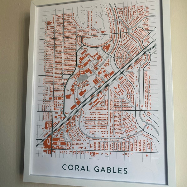 CORAL GABLES FLORIDA Map Print / College Town Map Gifts - Etsy