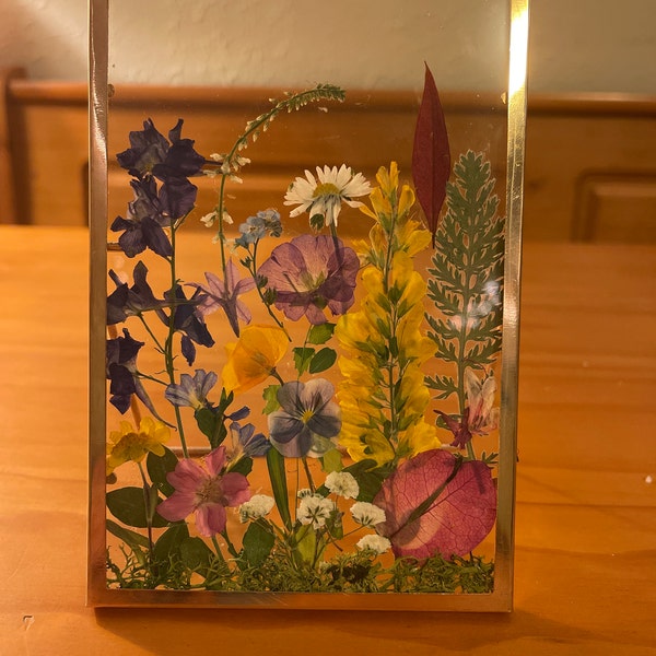 Pressed Flower Frame Botanical Art Frame Gift for Her Gift for Mom Real ...