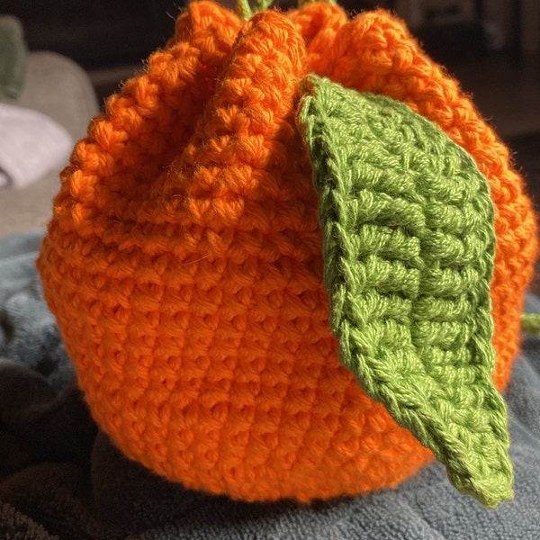 Crochet Orange Bag PATTERN, Drawstring Bag PATTERN, Crochet Drawstring ...