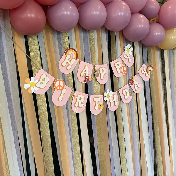 Groovy Banner, Two Groovy Birthday, Hippie Banner - Etsy
