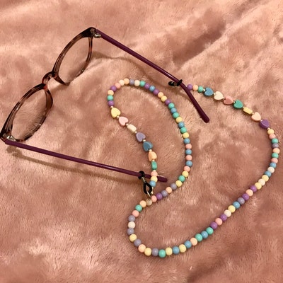 Beaded Glasses Chain Acrylic Pastels Spectacle Cord Sunglasses Strap 27 ...