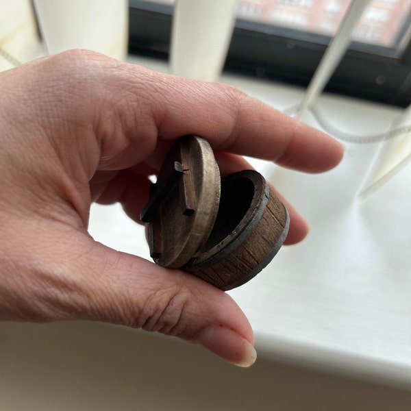 Rustic Miniature Wooden Grape Barrel With Metal Rings for Your ...