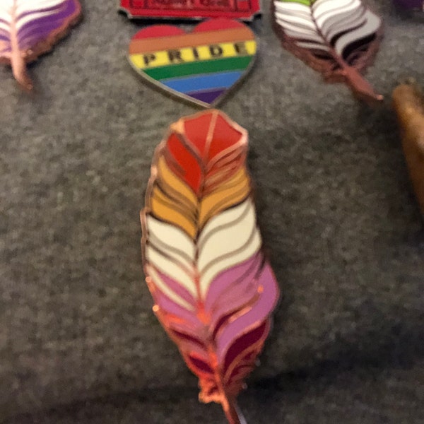 Lesbian Pride Feather Enamel Pin LGBT - Etsy