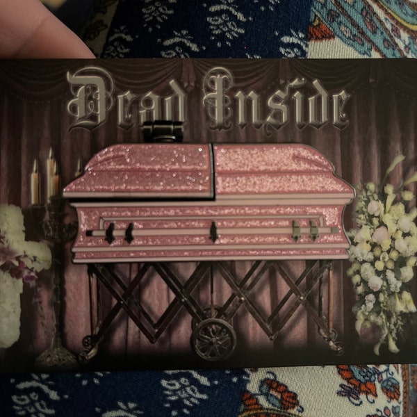 Dead Inside Casket Moving Enamel Pin Cemetery Funeral Mortuary Science ...