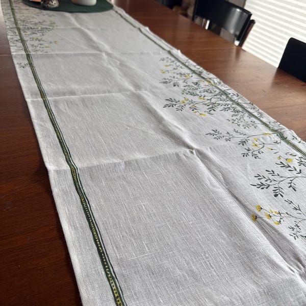 Linen Table Runner, Rue, Vintage Table Decor, Table Runner, 100% Linen ...