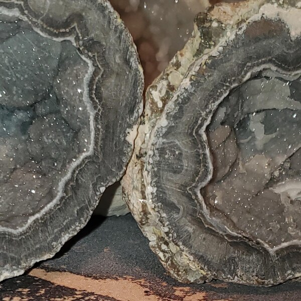 Nice Banded Agate 4.30" Cut Polished Brazilian Agate Quartz Geode Half ...