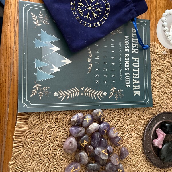 Rune Stones Gift Set Includes 21 Page Guide Book and Free Bag ...