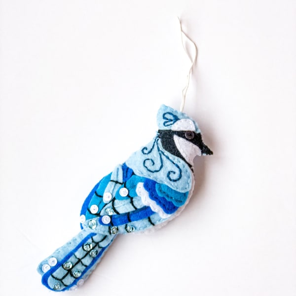 Blue Jay Sewing Pattern PDF - Backyard Bird Stuffed Ornament - Felt ...