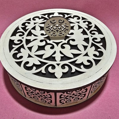 6 Different Patterned Decorative Round Box Laser Cut Svg Files, Laser ...