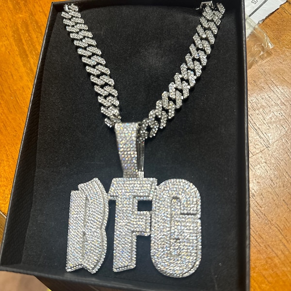 Big Clasp Personalized Baguette Letters Pendant,iced Out Cuban Link ...