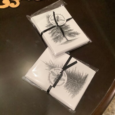 Pine Tree Note Card Set of 10 in White or Light Ivory With Matching ...