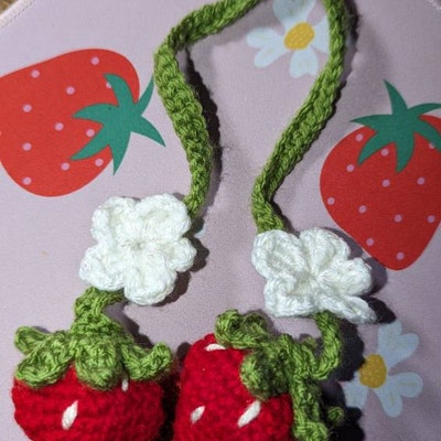 Rear View Mirror Charm Rose Flower Crochet Pattern PDF Amigurumi Car ...