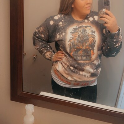 Scary Sweatshirt, Michael Myers Crew Neck Sweater, Bleached Sweater ...