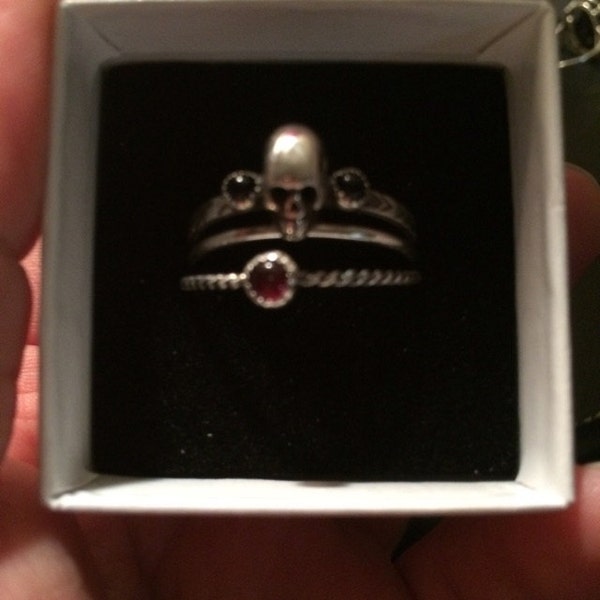 Dainty Skull Stacking Ring With Gemstones. Sterling Silver Gothic ...