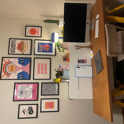 Wavy Print Retro Wall Art Monochrome Wall Art Teens Room Print - Etsy