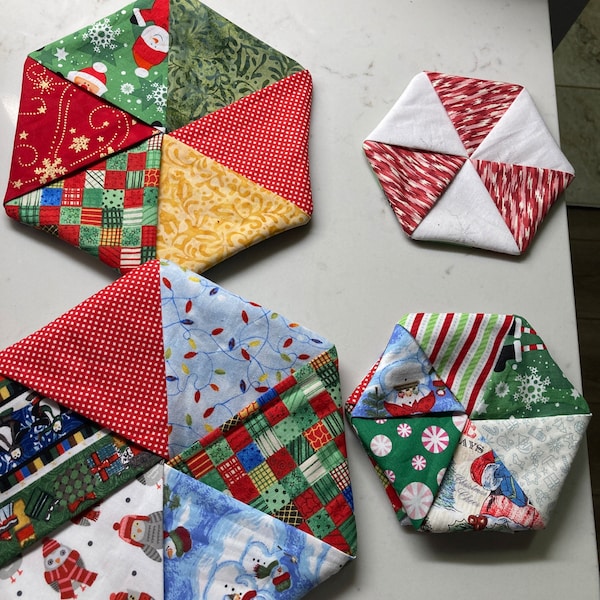 Easy Hexagon Trivet and Coasters Pdf Sewing Pattern; Hexie Placemat ...