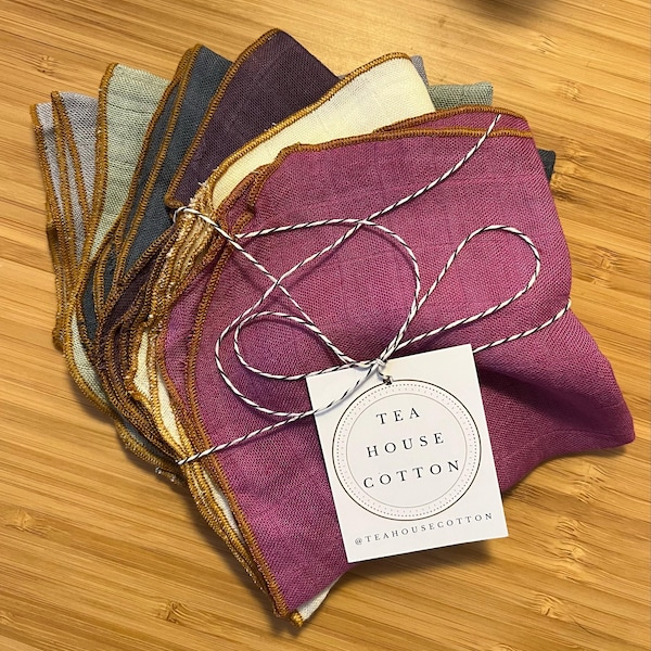 Hand Dyed Organic Cotton Bamboo Handkerchief Set: 10x10 Reusable Cloth ...
