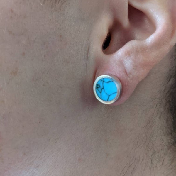 Silver and Solid Turquoise Handmade Large Plugs Gauges - Size 6g to 1 1 ...