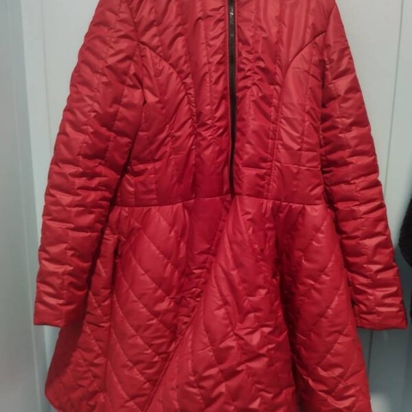 Extravagant Red Quilted Jacket,women Quilted Coat,red Peplum Quilted ...