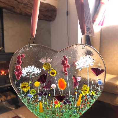 Christmas Tree Fused Glass Decoration With 2 Robins - Etsy UK