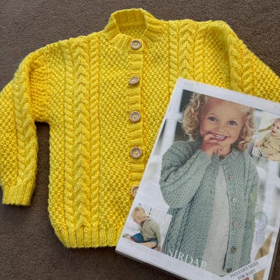Girls Cable Cardigan Jacket Collar & Round Neck Short or Long Style 22 ...