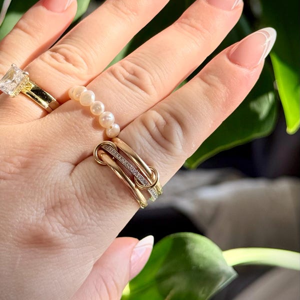 14KGF Heavy Fit Triple Silver and Yellow Gold Filled Ring, Maximum ...