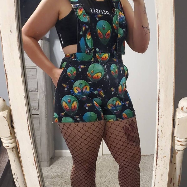 Green Alien Shortalls, Women Shortalls, Short Overalls, Short Dungarees ...