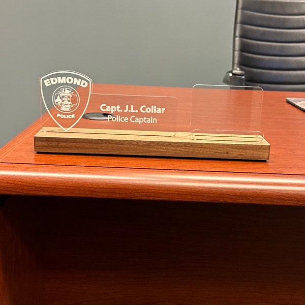 Personalized Police Officer LED Light Desk Name Plate and Business Card ...