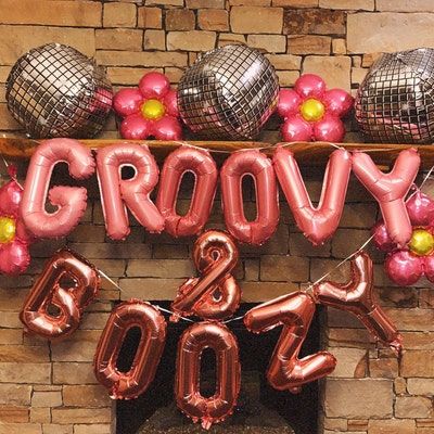 Groovy & Boozy Balloon Banner Dazed and Engaged Bachelorette Boozed and ...