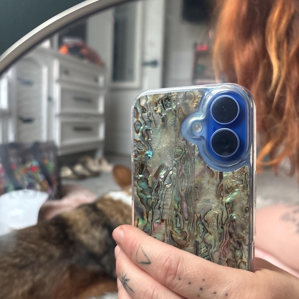 Abalone Shell Phone Case Iridescent Cover for iPhone 16 15 14 13 12 11 Pro Max /16pro/16promax ...