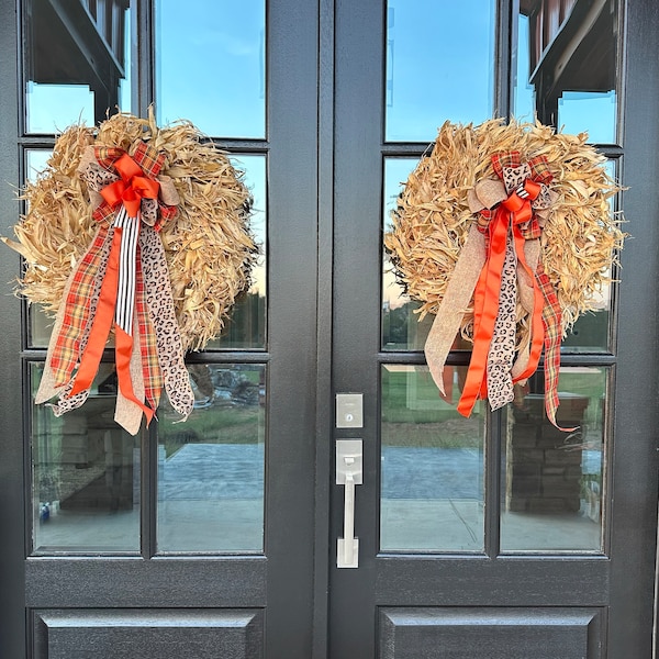 Corn Shuck Wreath - Fall Corn Shuck Wreath - Farmhouse Wreath - Fall ...