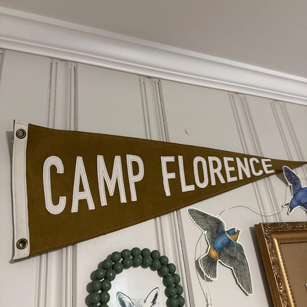 Two Line Large Custom Suede and Leather Pennant Flag Banner ...