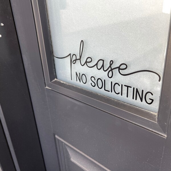 Door Vinyl Decal | Please No Soliciting Front Door Sign | No Solicit ...