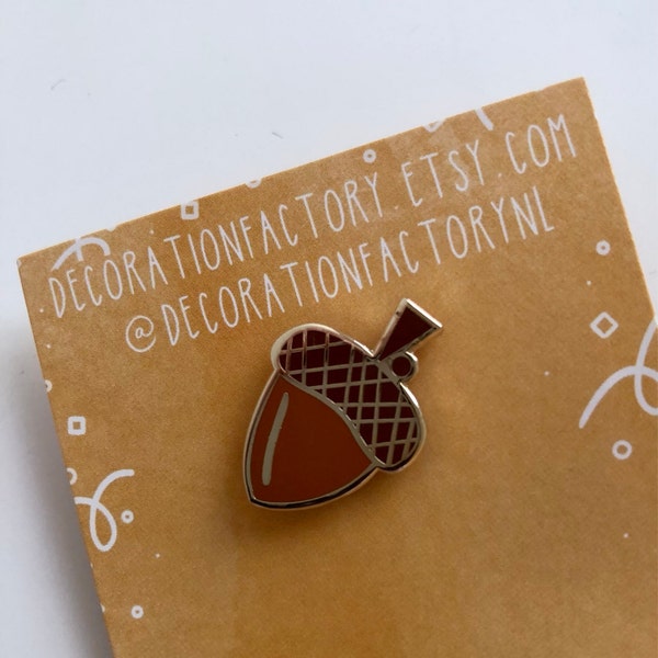 Acorn Enamel Pins // Hard Enamel Lapel Pin Gold Plated Fall Badge ...