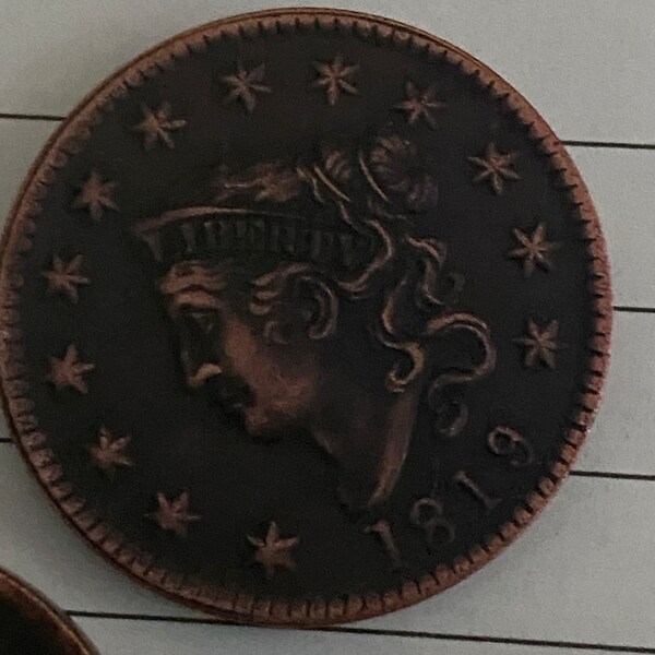 1819 Coronet Head Large Cent Copper Coin - Circulated - Etsy
