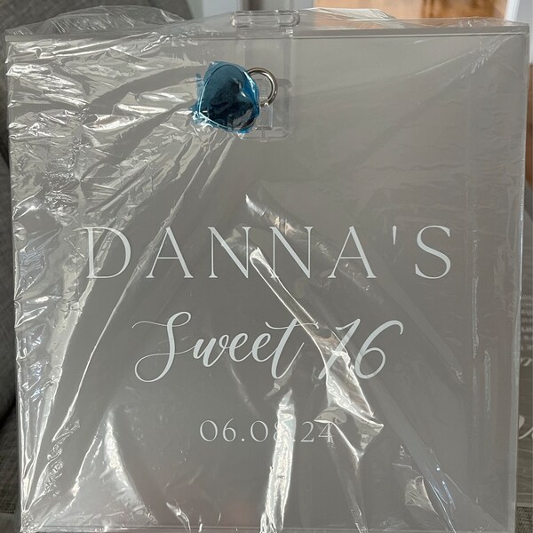 Personalized Last Name Card Box Wedding Acrylic Card Box With Lock and ...