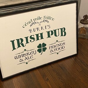 Irish Pub Whiskey Ale Friends Food Sign Stencil Irish Pub Stencil ...