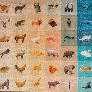 Fauna – fun, Colourful 1000-piece Jigsaw Puzzle Featuring 48 Cute ...