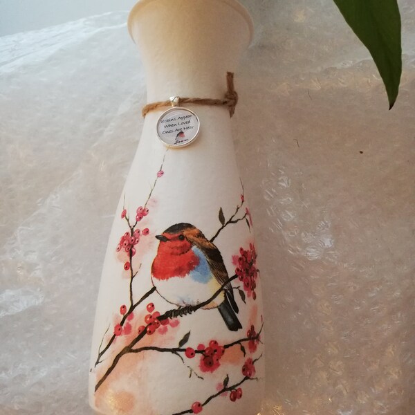 Robin Vase, With Charm - Decouoage, Vase, Gifts, Xmas Gifts, Robins ...