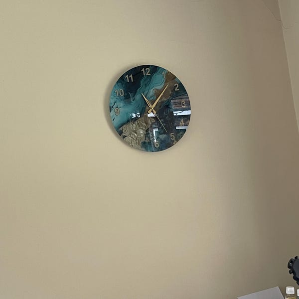 Glass Abstract Wall Clock Wall Art, Modern Marbled Style Tempered Glass ...