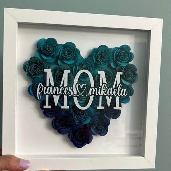 Flower Shadow Box, Personalized Shadow Box, Heart Flower Box, Song Name ...