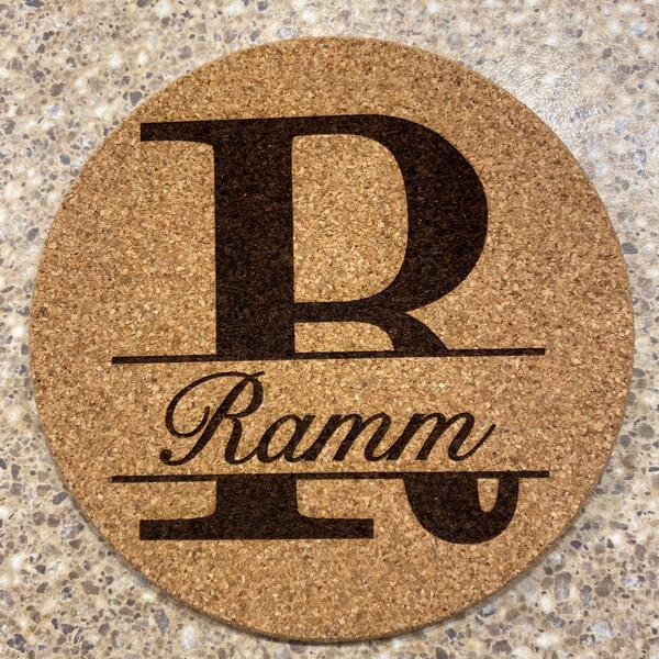 Personalized Cork Coasters Set of 4 Custom Cork Coasters, Monogram ...