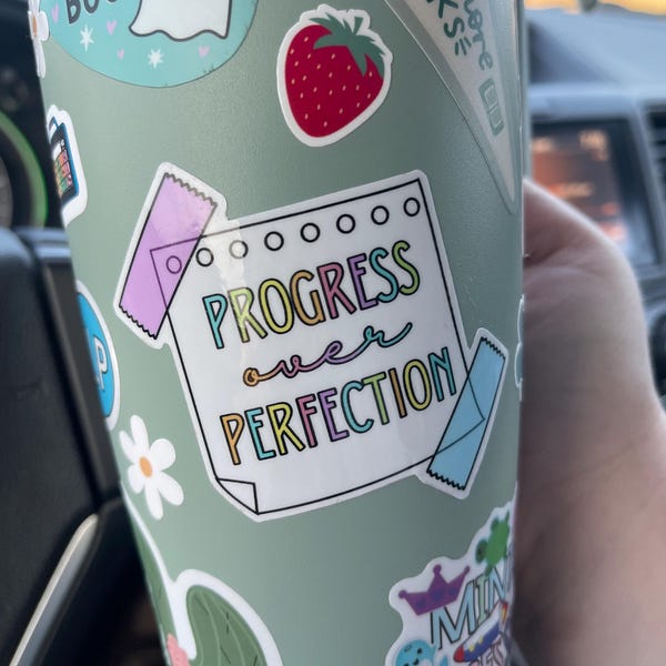 Progress Over Perfection Sticker, Motivational Sticker, Teacher Sticker ...